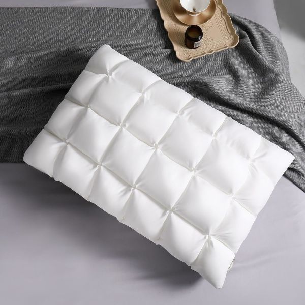 Quality 95% imported Russian large - cluster white goose down pillows Pleated with baffle box self cording 80s 400TC 100% cotton shell for sale