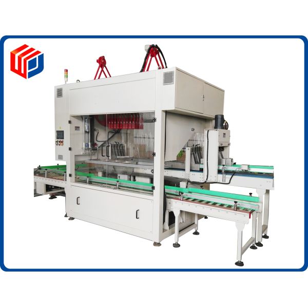 Quality Double Chain Wheel Automatic Case Packer Machine L 3800 - 4800 * W1600 * H2200mm Size for sale