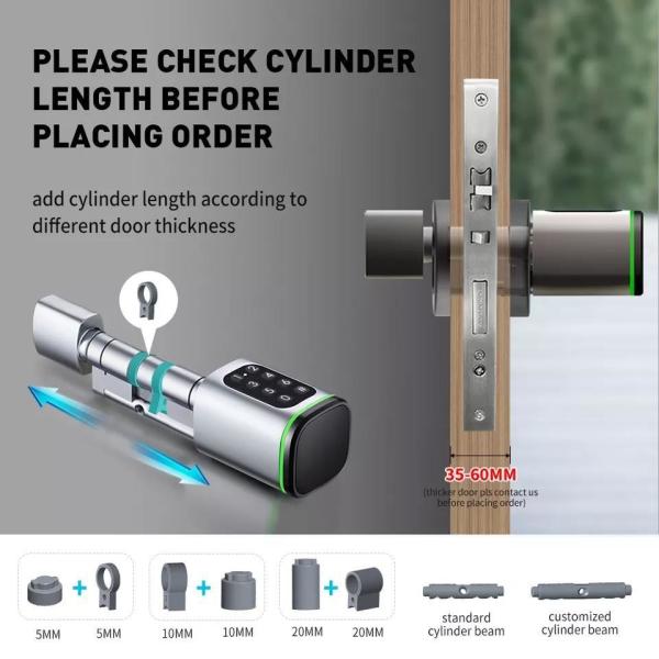 Quality 35-45mm Door Thickness Tuya App Unlock Smart Digital Electronic Cylindrical Door for sale