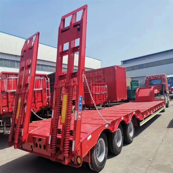 Quality Truck Trailer 3 4 Axle Tri Low Loader Bed Deck Flatbed Container Transport for sale
