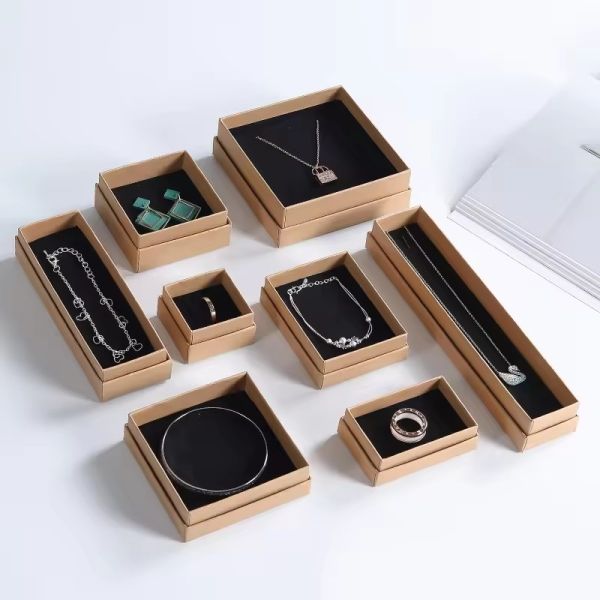 Quality Lid And Base Kraft Jewelry Boxes Lightweight Customizable With Foam Insert for sale