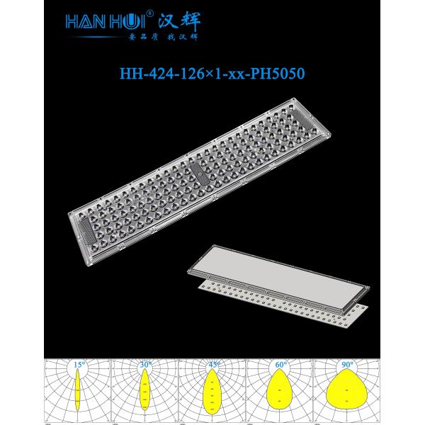 Quality 15°/30°/45°/60°/90° Available 126 In 1 5050LEDs 481×115×11.3mm Glare-Free Weather-Resistant Lens Stadium Lighting Lens for sale