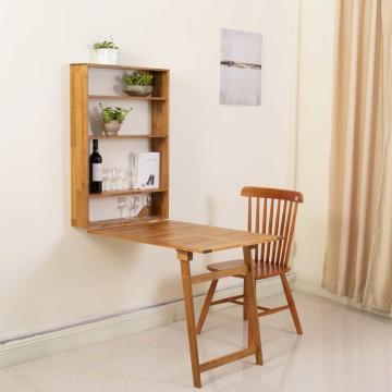 Quality Retro 3-Layer Teak Solid Wood Drop Leaf Folding Multifunctional Wall Table for sale