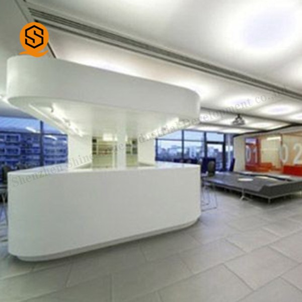 Quality 5m Solid Surface Reception Desk Airport Front Desk Fire Resistant for sale