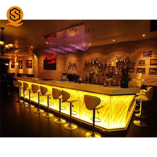 Quality OEM Processing Solid Surface Bar Counter Multiple Colors L Shaped Bar Counter for sale