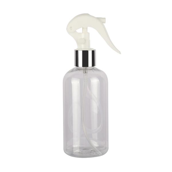 Quality Luxury Transparent Spray Bottle Round Shoulder PET Anodized Aluminum Trigger for sale