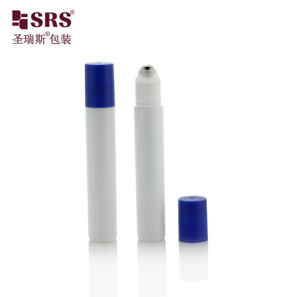 Quality Injection White Color Round Eye care Serum Plastic Empty 15ml Roll Bottle for sale