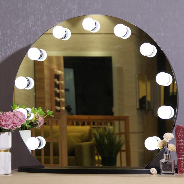Quality Desktop Makeup Mirror With Lights Custom Hollywood Style Round Led Bathroom for sale