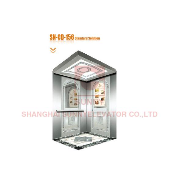 Quality Etching / Hairline Elevator Cabin Decoration , Decorative Mirror Elevator Cabin for sale