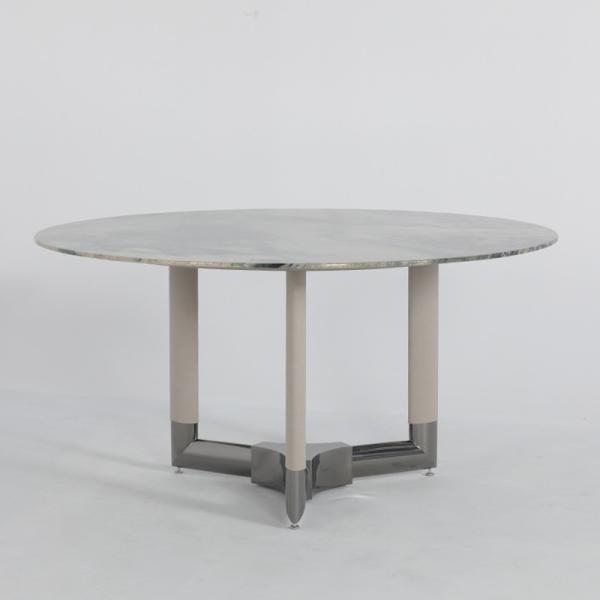 Quality Grey Round Marble Kitchen Table Customized Circle Marble Dining Table for sale