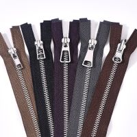 Quality #5 Metal Zipper Open End Shiny Silver Finish In Black, Brown for sale