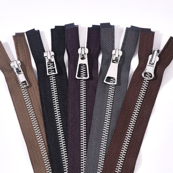 Quality #5 Metal Zipper Open End  Shiny Silver Finish In Black, Brown for sale