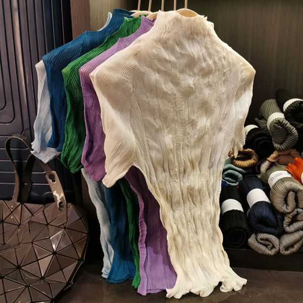 Quality Summer New Thin Satin T-Shirt for WomenTexture High-End Casual Style Short Sleeve Half-High Collar Slightly Sheer Base for sale