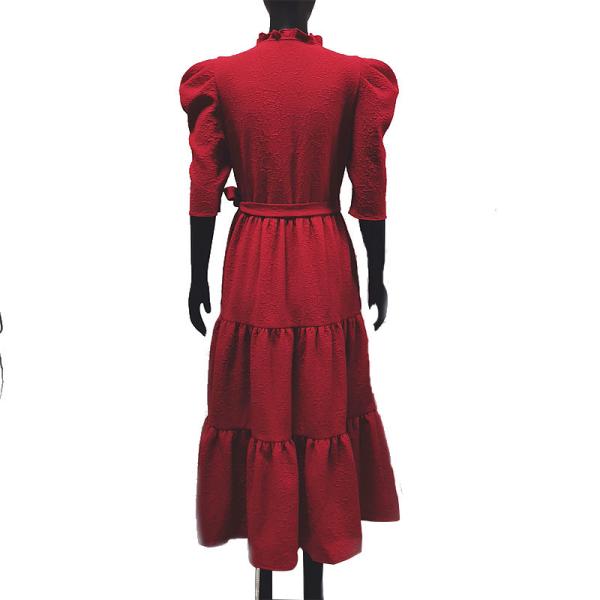 Quality Puff Sleeves Polyester jacquard Christmas Party Clothes for sale