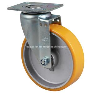 Quality 6" 300kg Plate Swivel TPU Caster in Yellow Color for Smooth and Effortless for sale