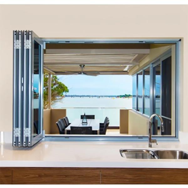 Quality Windproof Aluminum Double Glass Bifold Windows for Kitchen for sale