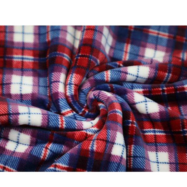 Quality Plaid Printed 280gsm Micro Fleece Fabric For Garment Scarf for sale