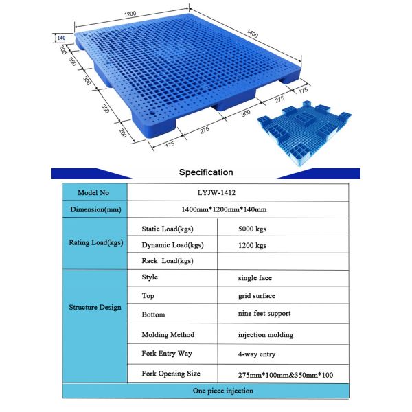1200*1400 Recycled Nestable Plastic Pallet Warehouse Storage Plastic ...