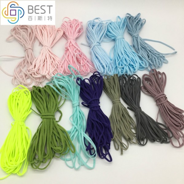 Quality Stretch Soft Flat Elastic Cord Disposable Mask Colourful Earloop Band 3.5mm 5mm for sale
