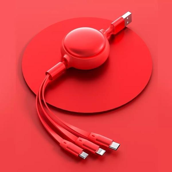 Quality Retractable 3 In 1 Micro USB Cable , 120cm Type C Data Cables ODM for sale