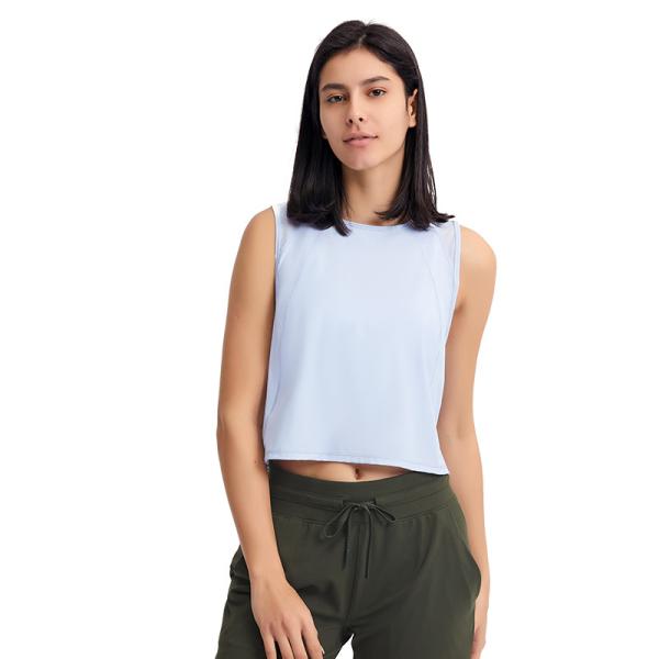 Quality Back Open Mesh Womens Mock Neck Sleeveless Tops Stretchable for sale
