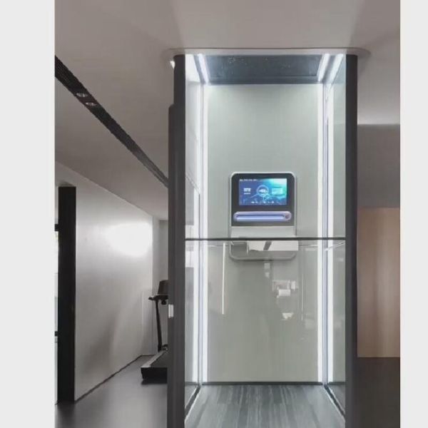 Quality 400 Kg Automatic Screw Driven Elevator with Safety Features for Indoor 2 Stops Glass Square Cabin for sale