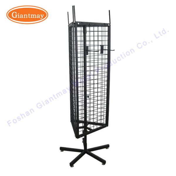 Quality 3 Sided Metal Shelf Revolving Stand Wire Rotating Display Rack for sale