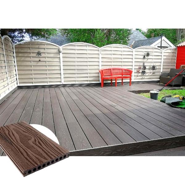 Quality 150*25mm WPC Fiber Hollow Composite Decking Recycled Cedar Color for sale