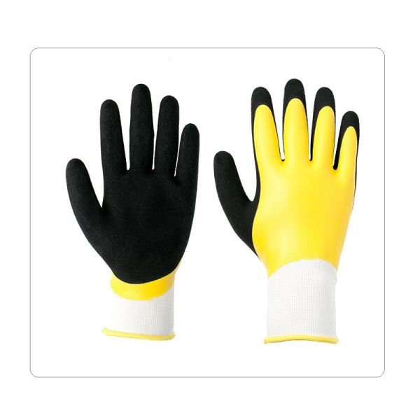 Quality Breathable Elastic Knitting Double Latex Palm Coated Gloves For Garbage Handling for sale