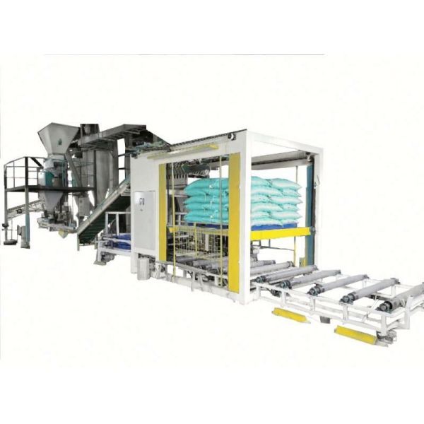 Quality Customizable and Automatic Feed Palletizer for Bagging Plant 4100mm*1600mm for sale
