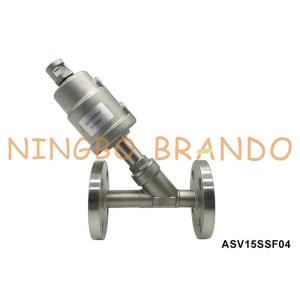 Quality DN15 PN16 Flanged Port Pneumatic Angle Seat Valve Double Acting Normally Closed for sale