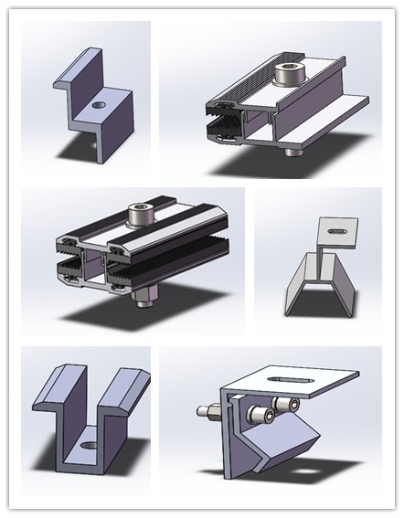 Quality Thin Film Frameless Solar Panel Clamps Semi Flexible Mounting Brackets Anodized for sale