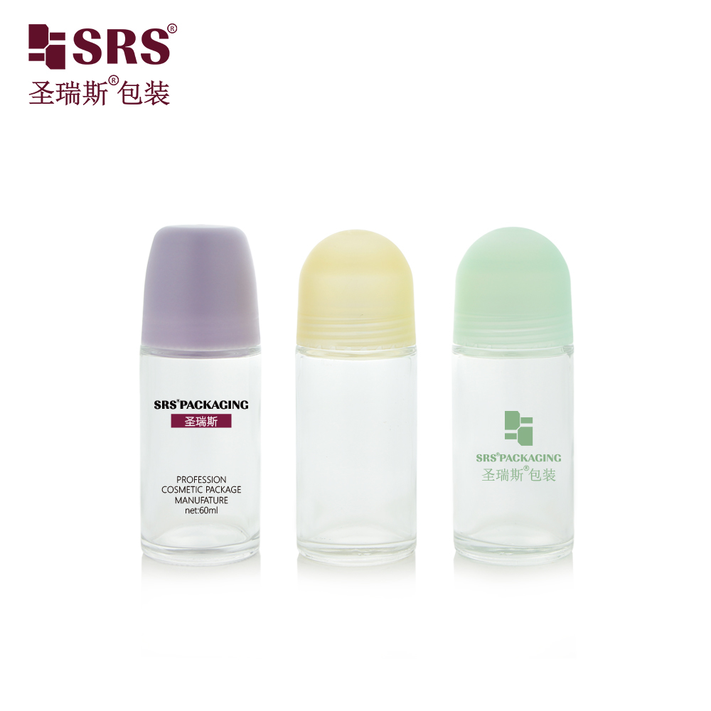 Quality BLPG-C 60ml Wholesale Empty Clear Glass Roll On Deodorant Bottle Packaging for sale