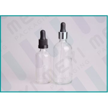 Quality 5ml 30ml 100ml Transparent Glass Dropper Bottles For Cosmetic Oil / Lotion for sale