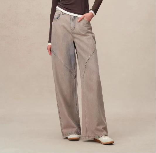 Quality High-waisted straight-leg denim trousers for sale