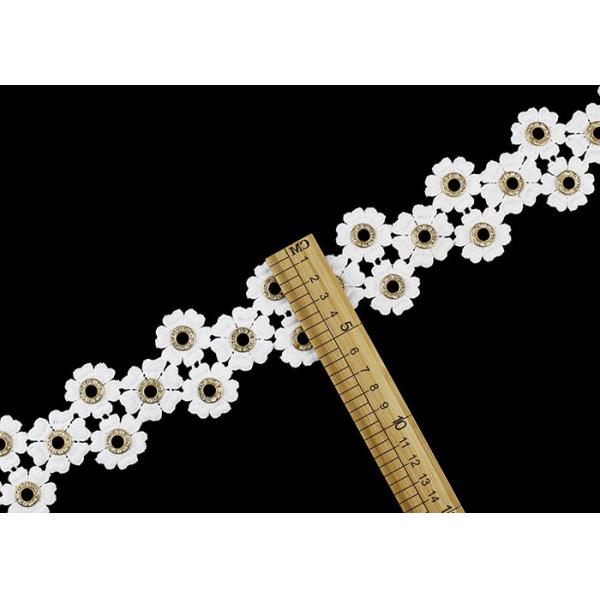 Quality Glitter Inlay Crystal Diamond Nickle Eyelet Lace Trim Embroidered Customized for sale