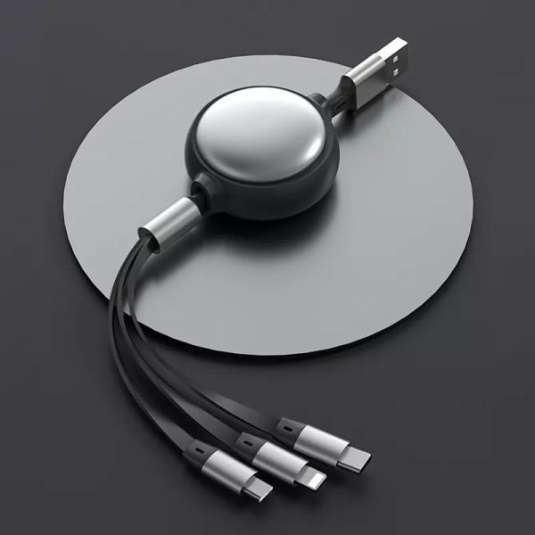 Quality Retractable 3 In 1 Micro USB Cable , 120cm Type C Data Cables ODM for sale