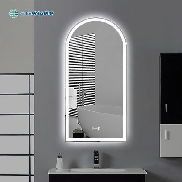 Quality Arch Shape Modern Luxury Hotel Bathroom Decorative Round Wall Smart Mirror With LED Lighted for sale