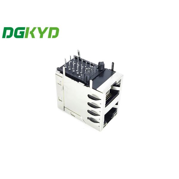 Quality DGKYD21Q418DF5A2D2057 Metal Shielded Cat6a Rj45 Connector 2x1 Stacked for sale