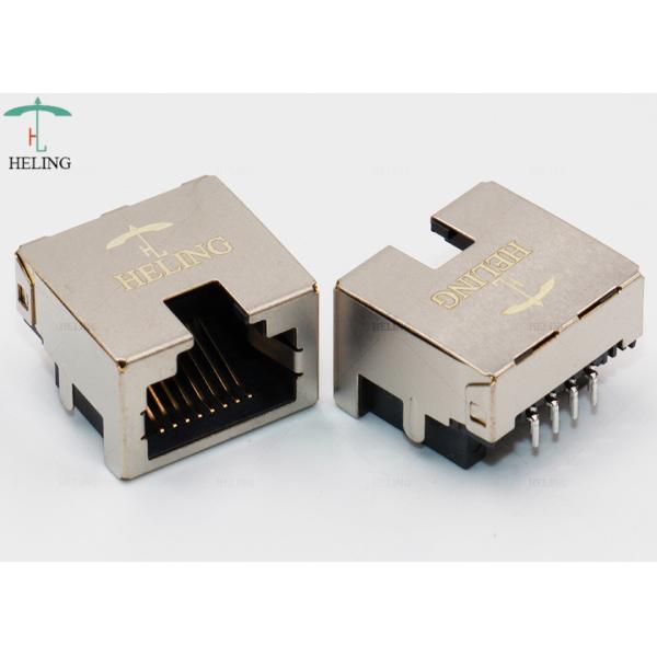 Quality Female Low Profile RJ45 Connector R / A Offset / Overhangs PCB Thru - Hole for sale