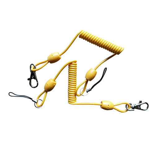 Quality Stretched 80 CM Bungee Retractable Tool Lanyards Yellow Spring Key Chain Holder for sale