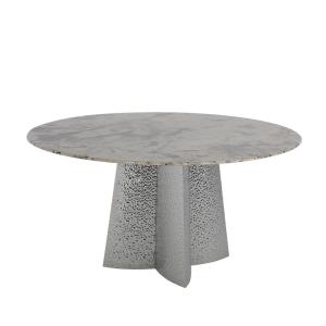 Quality Stainless Steel Marble Dining Table 6 Seater Marble Look Dining Table for sale