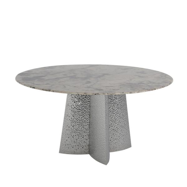 Quality Stainless Steel Marble Dining Table 6 Seater Marble Look Dining Table for sale