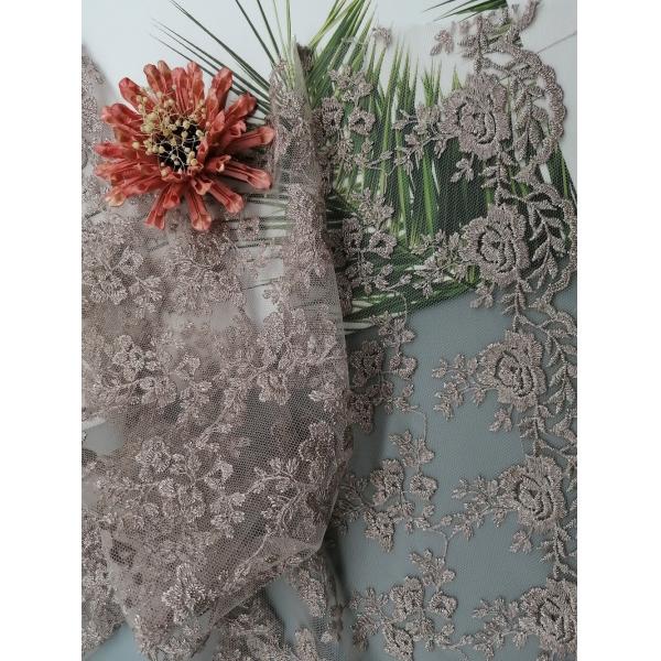 Quality 49 Inch Pink 3D Floral Soft Tulle Mesh Fabric for sale