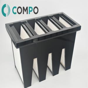 Quality HVAC AHU System Sub - Hepa Air Filter W Type With Black Plastic Frame for sale