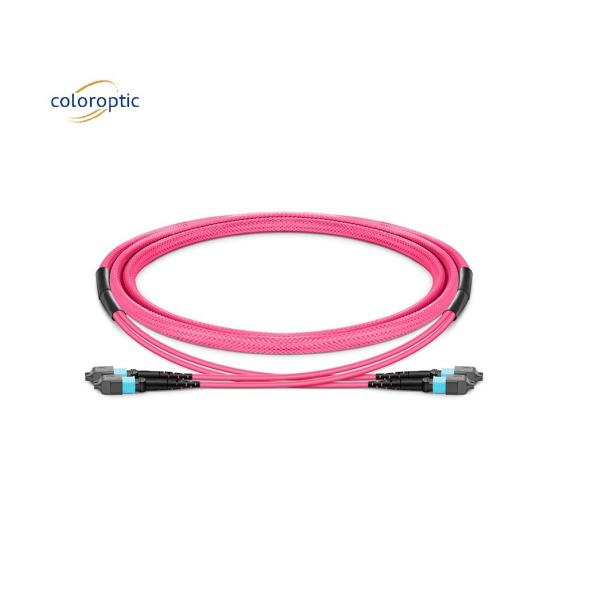 Quality 1m Multi Fiber Push On MPO Patch Cord With PVC Jacket Aqua Color for sale