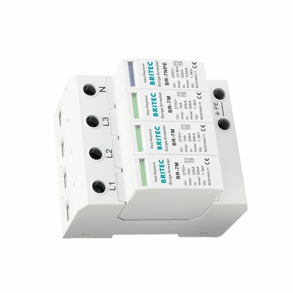 Quality AC Surge Protector Protection AC SPD 3P+NPE 275V Iimp:7kA House Lightning for sale