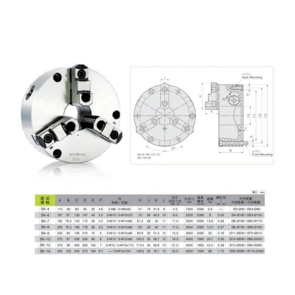 Quality Accuracy 0.03mm AutoStrong 3 4 6 Jaw Strong Scroll Chuck Plain Back Solid Jaws for sale