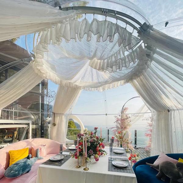 Quality Prefabricated Dome House Geodesic Sunroom with Curtains Dome Homes for sale