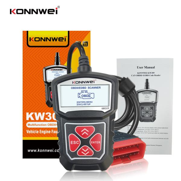 Quality 16pin KW309 Konnwei Engine Code Reader OBD2 Scanner with LCD Screen for sale